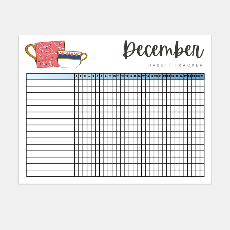 Daily Habit Tracker PRINTABLE, Habit Tracker Bullet Journal, Routine ...