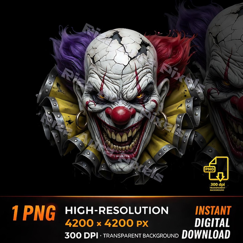 Evil Clown PNG, Horror Joker Style Graphic, Creepy Clown Face ...