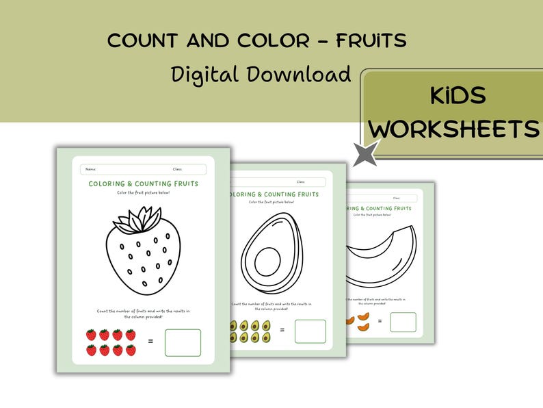 Fruit Count and Color Busy Book | Math Worksheets | Numbers 1–10 ...