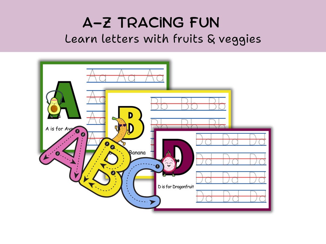 Fruit & Vegetable Alphabet Tracing Worksheets – Preschool Handwriting ...