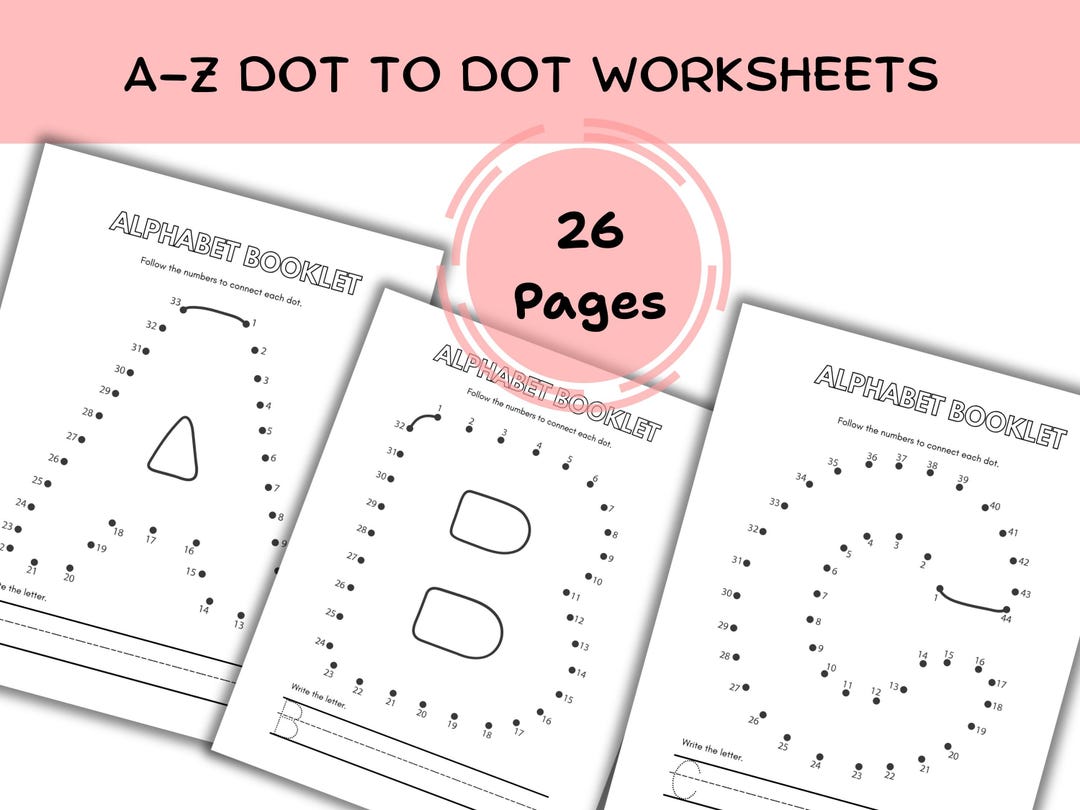 Preschool Alphabet Dot to Dot Worksheets A–Z, ABC Connect the Dots ...
