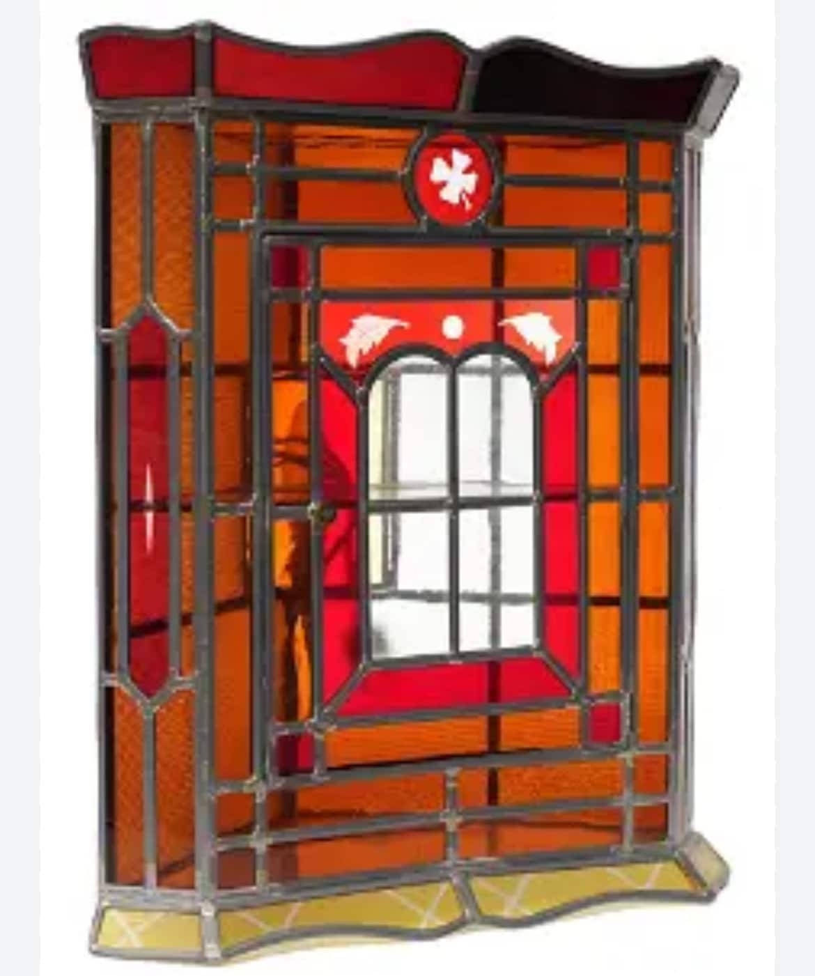 Very Rare Handmade Stained Glass Curio Display Cabinet European / Irish ...