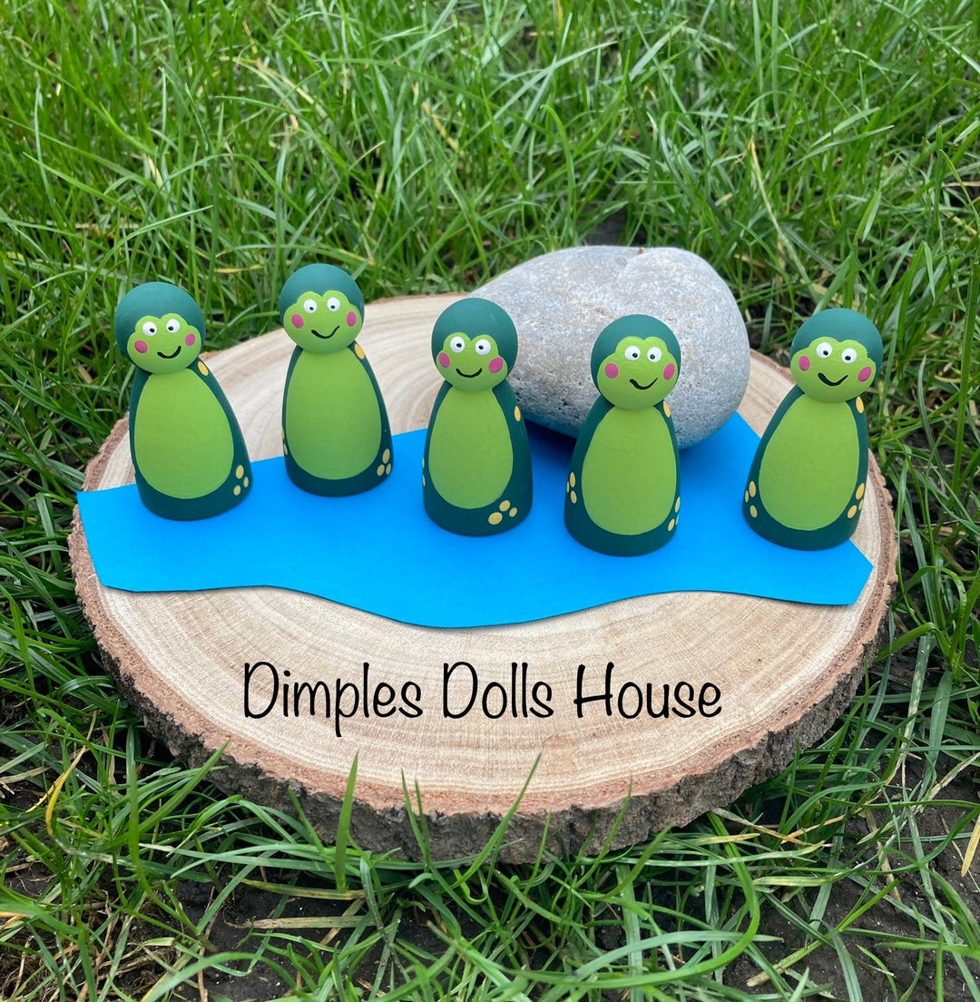 5 Little Speckled Frogs Toys Peg Dolls Small World Toys Nursery Rhyme ...