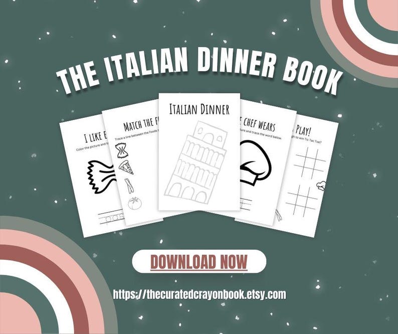 The Italian Dinner - Child Activity Book for Kids: Printable Coloring ...