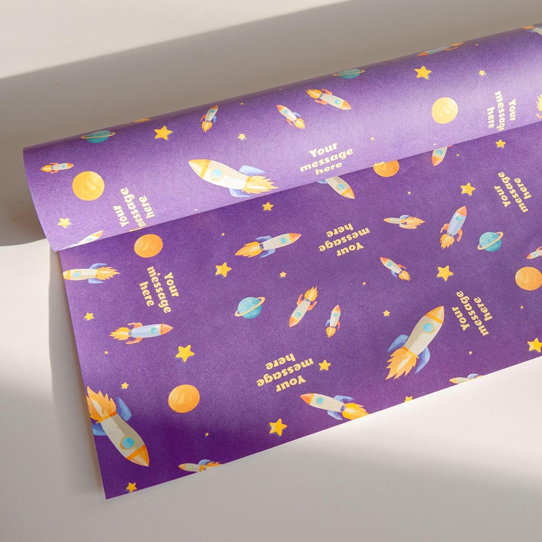 Personalized Space Rocket Wrapping Paper | Kids Birthday Gift Wrap - Etsy