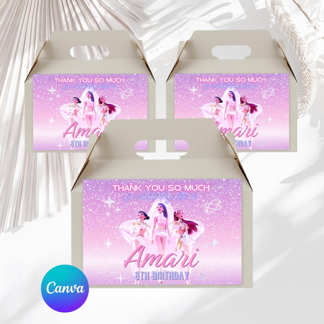 K-pop Demon Hunters Gable Box Labels, Huntrix Favor Bag Labels, Demon ...