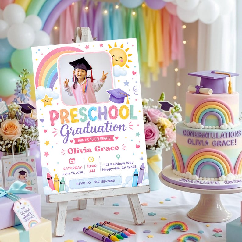 Class of 2026 Preschool Graduation Invitation Canva Template, Editable ...