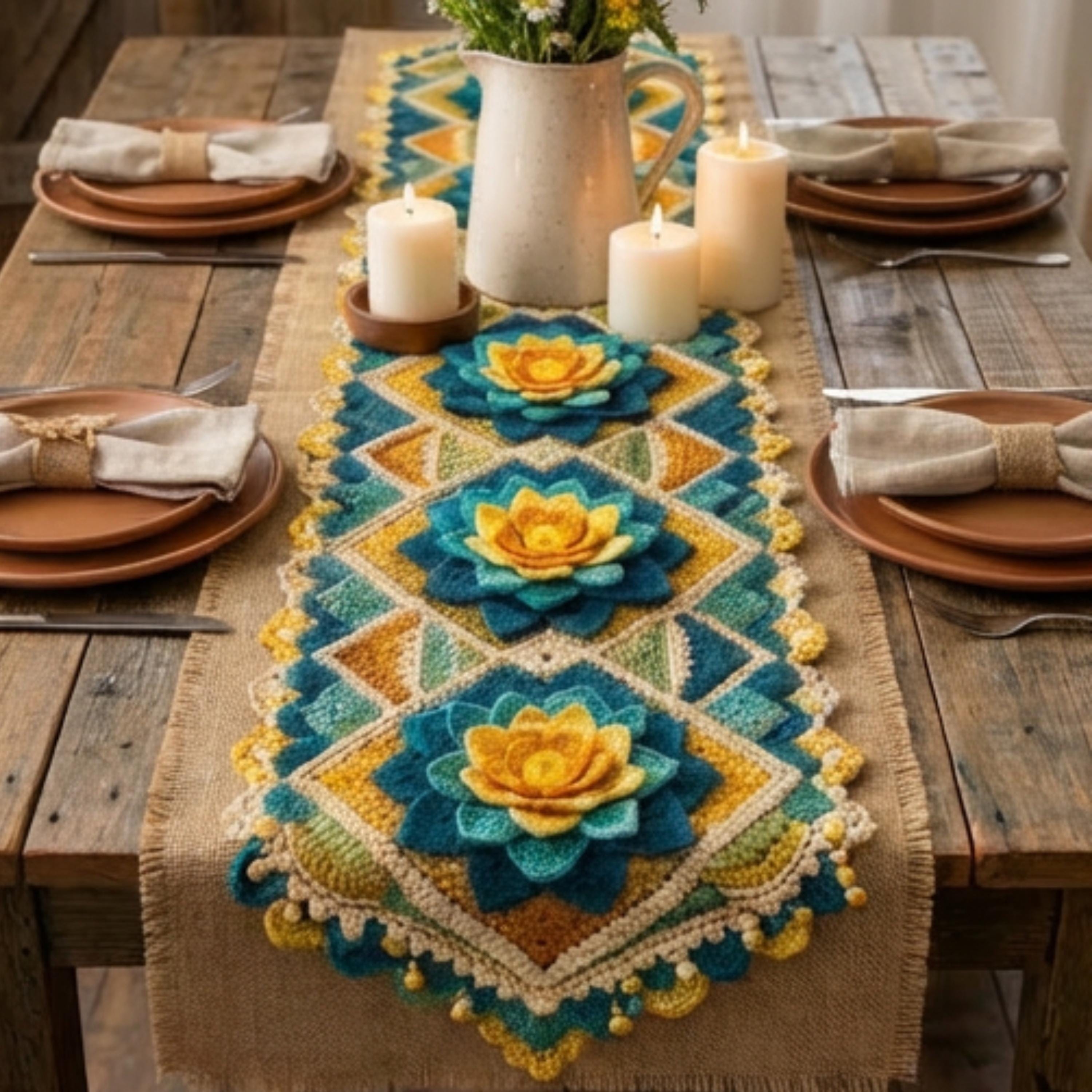 Floral Crochet Table Runner Pattern,christmas Decor, Handmade Gift Idea ...