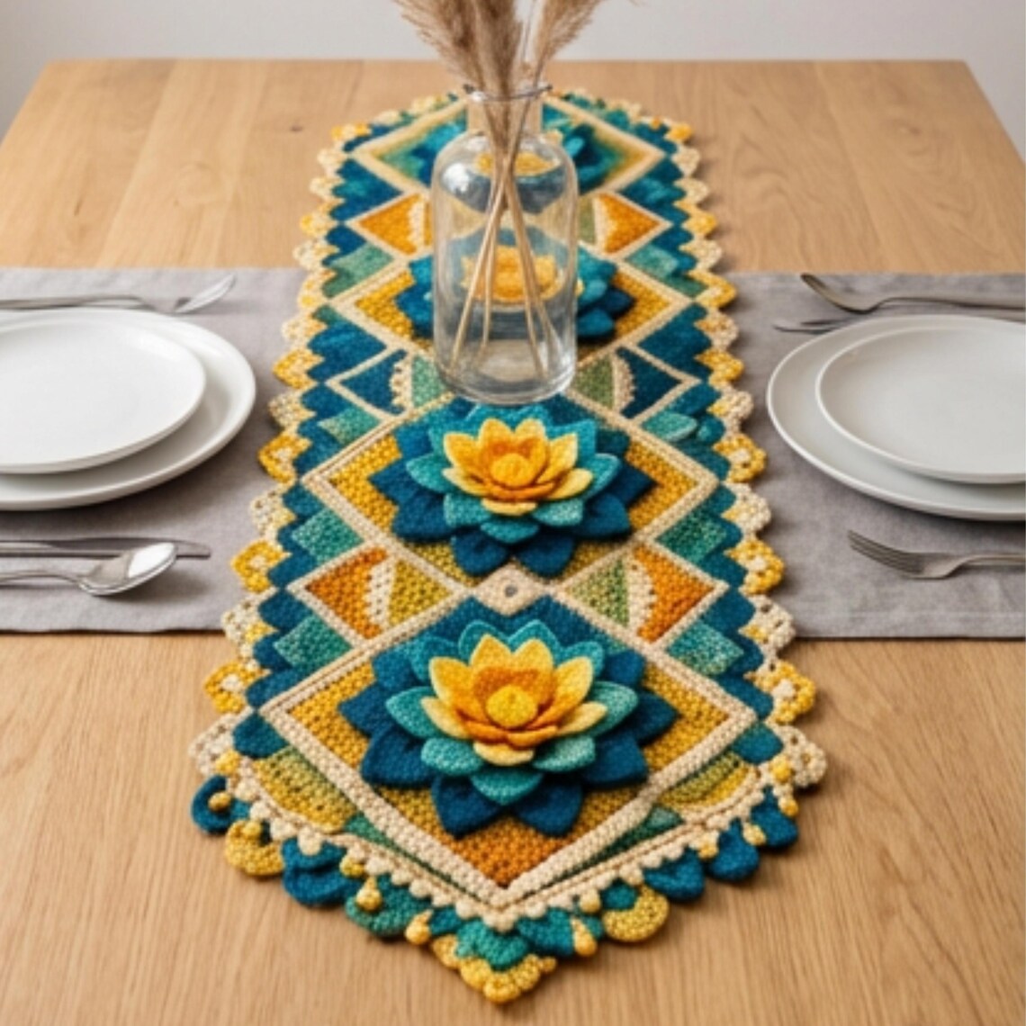 Floral Crochet Table Runner Pattern,christmas Decor, Handmade Gift Idea ...