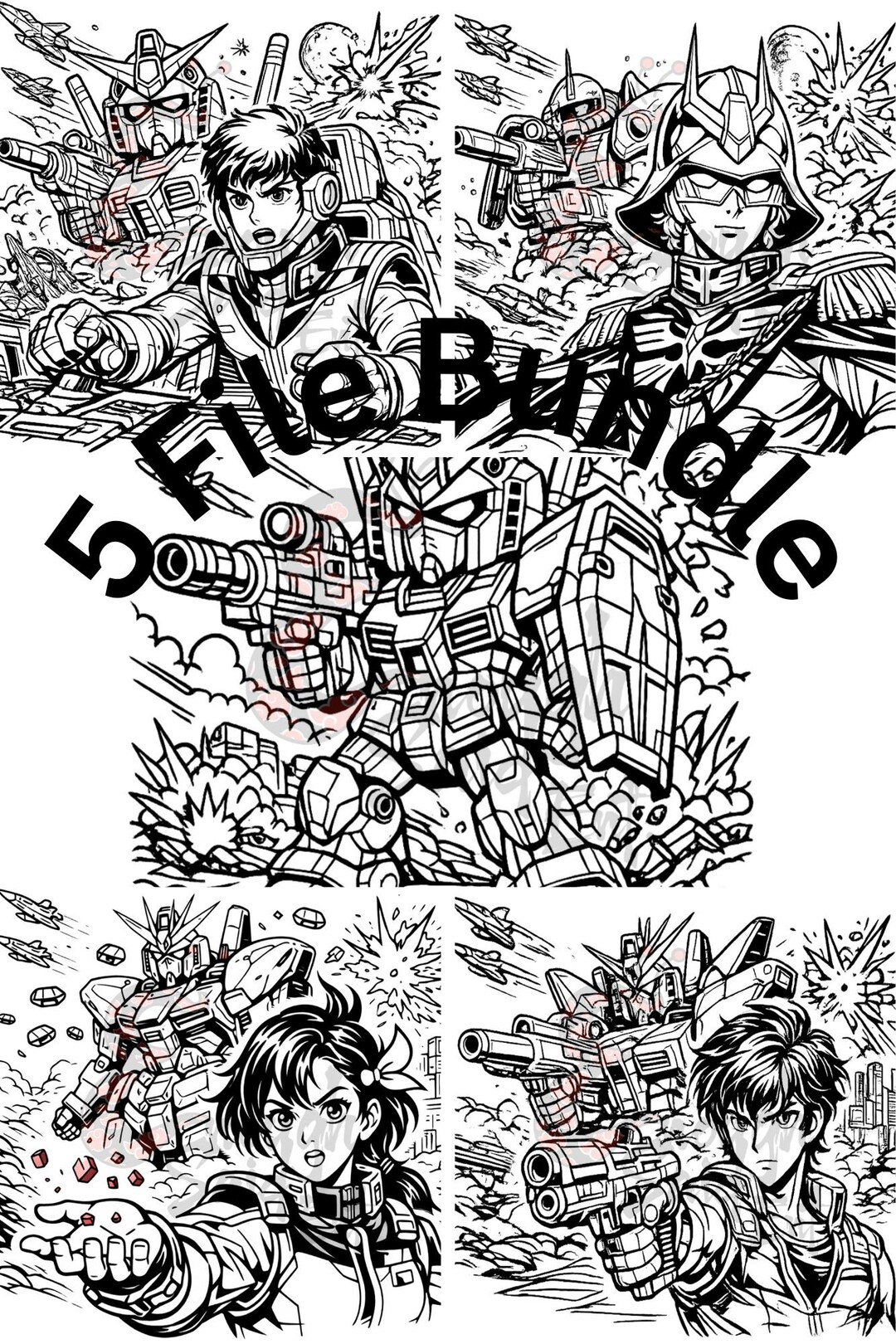 Mecha Anime Art Digital Download | Retro Sci-fi Robot & Pilot Line Art ...