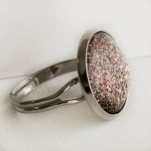 Magic Mirror Ring in Silver - Pink & Silver Multicolor Glitter Ring - Etsy