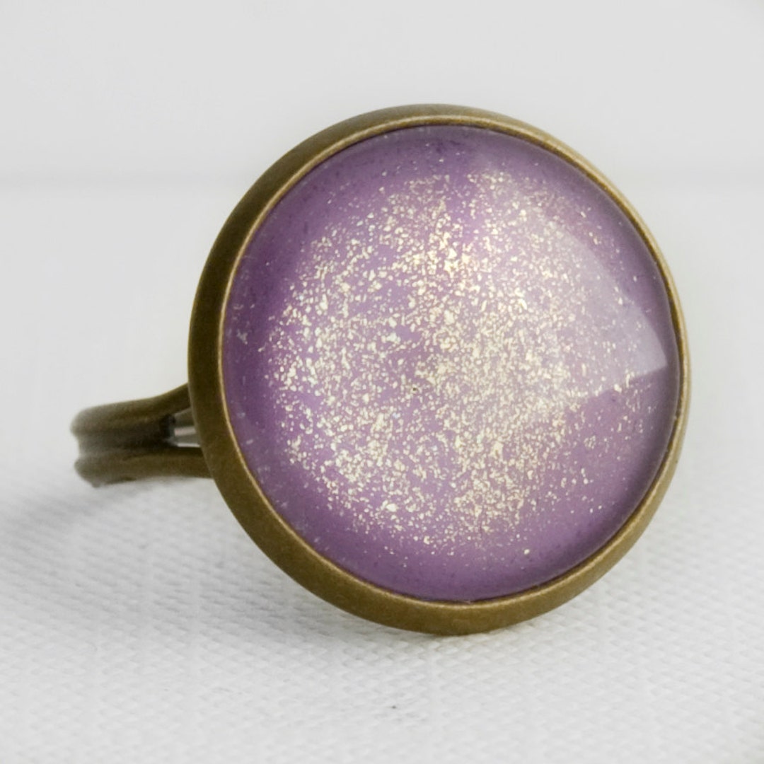 Amethyst Shimmer Ring in Antique Bronze - Lavender Purple Cocktail Ring ...