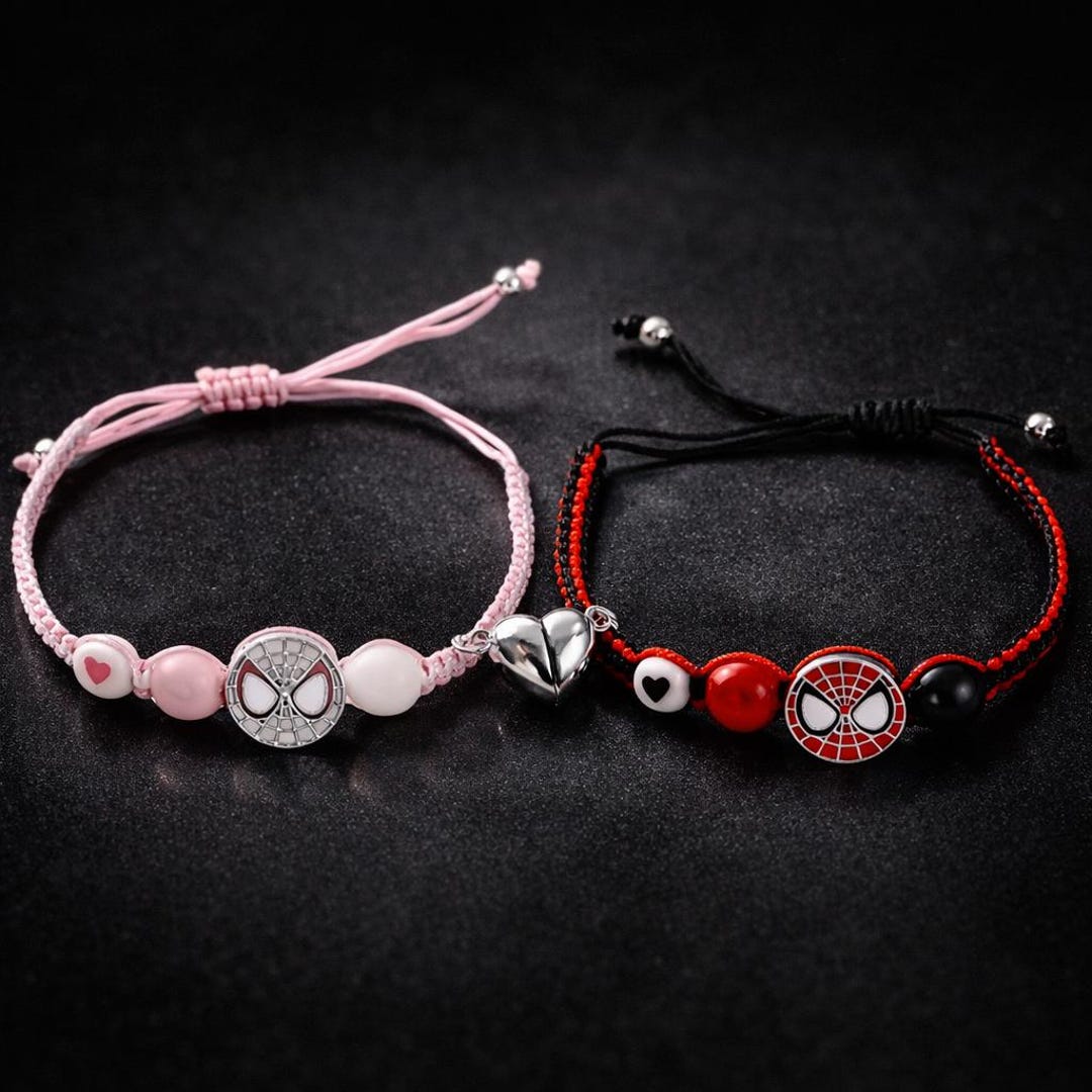 Spiderman Matching BFF Couple Bracelets – Friendship Bracelet Set With ...