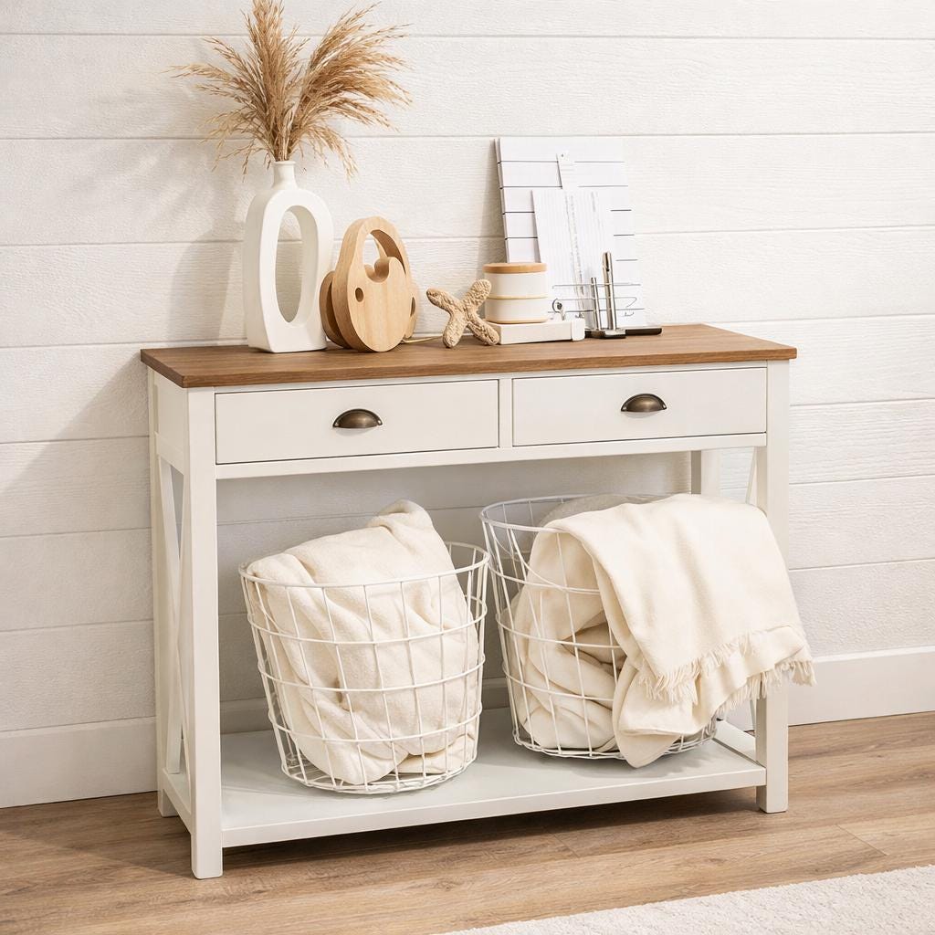 Farmhouse Narrow Console Table for Entryway and Hallway, Space-saving ...