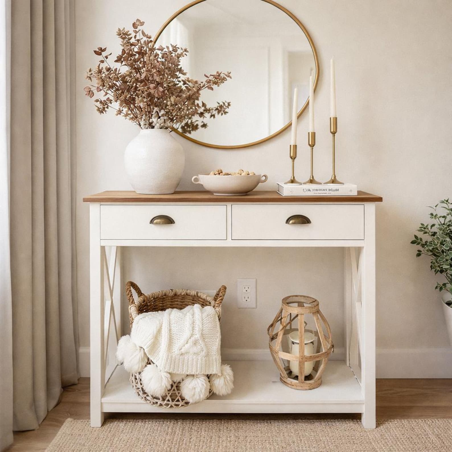 Farmhouse Narrow Console Table for Entryway and Hallway, Space-saving ...
