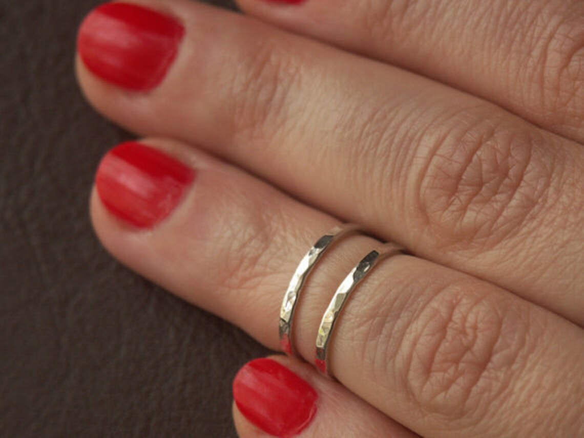 Knuckle Ring Set Silver Stacking Knuckle Rings Set of Two | Etsy