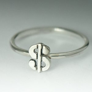 Cute Sterling Silver Dollar Sign Ring, Silver Dollar Sign Ring ...