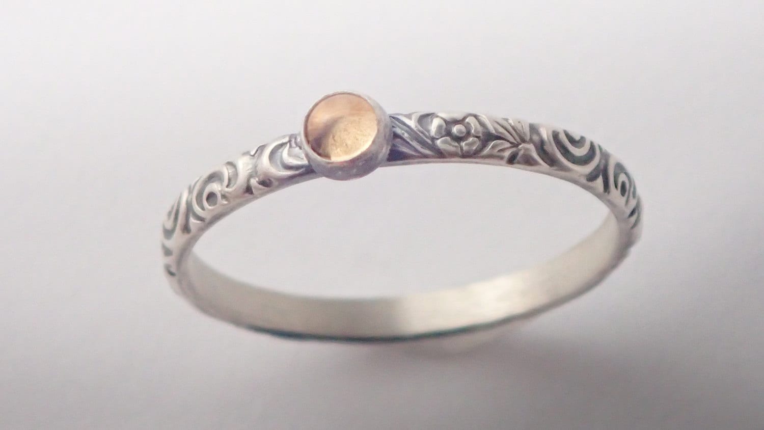 Dainty Citrine Ring Sterling Silver Floral Pattern Band with | Etsy