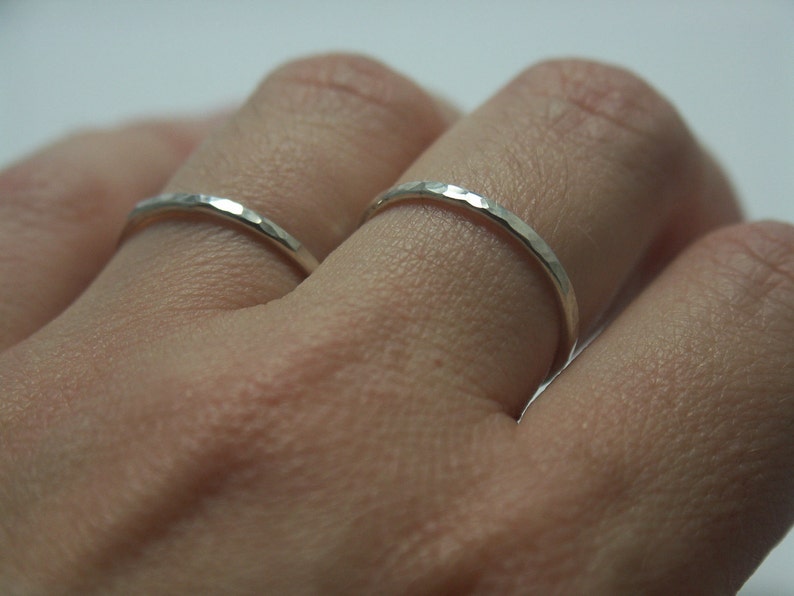 Hammered Stackable Silver Ring Duo the Two Rings Can Be in - Etsy