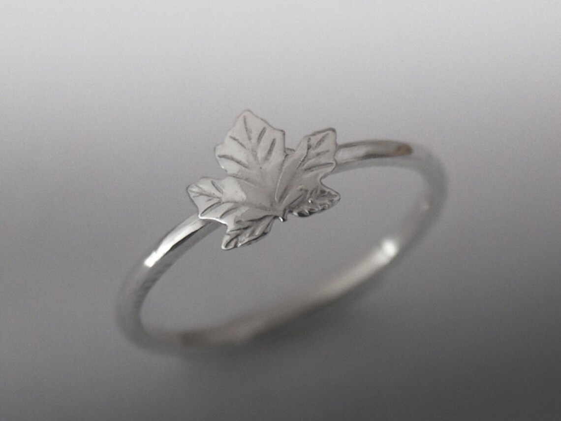 Maple Leaf Ring Stackable Sterling Silver Maple Leaf Ring - Etsy