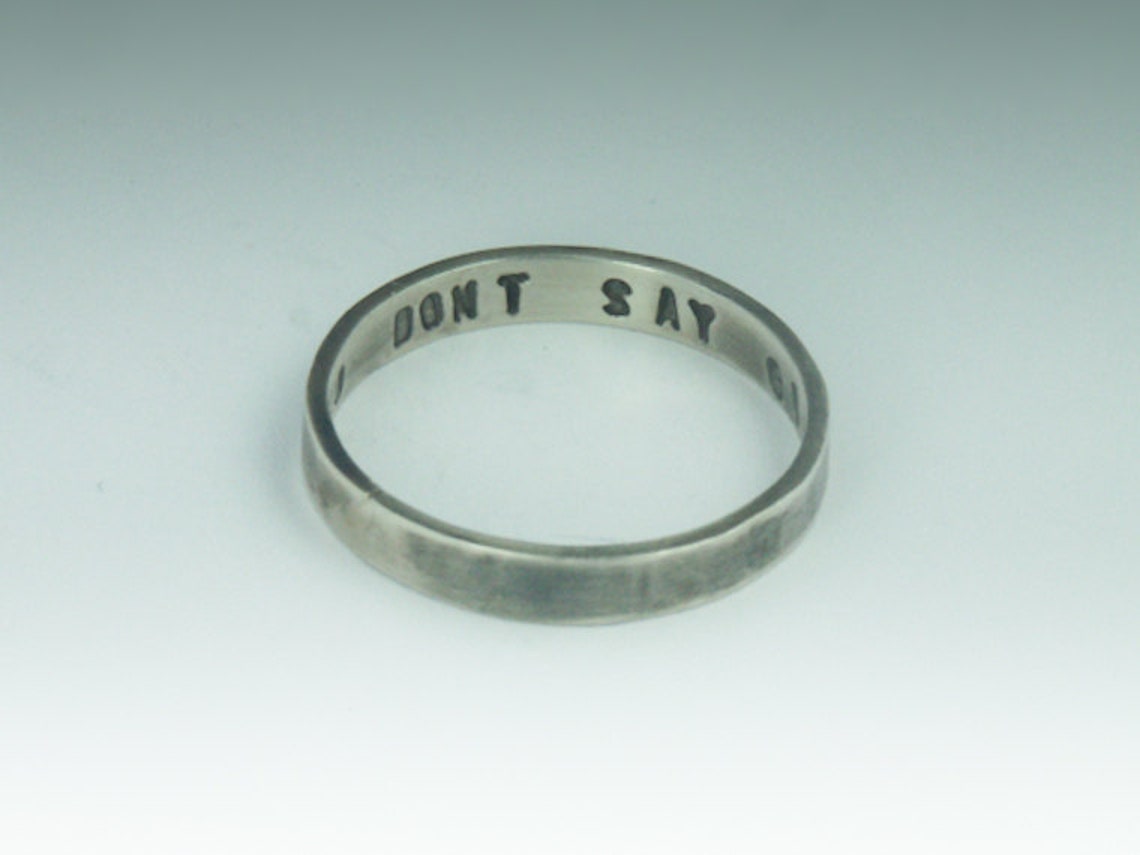 Text Ring Hand Stamped Custom Ring With Your Text | Etsy