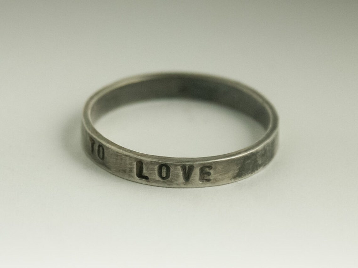 Text Ring Hand Stamped Custom Ring With Your Text | Etsy