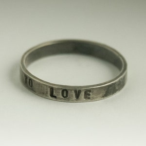 Text Ring, Hand Stamped Custom Ring With Your Text, Personalized Ring ...