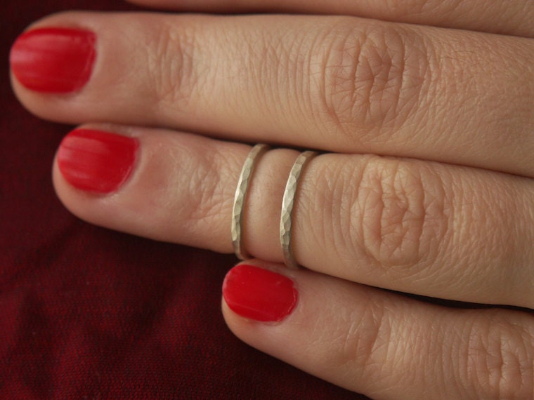 Knuckle Ring Set Silver Stacking Knuckle Rings Set of Two | Etsy