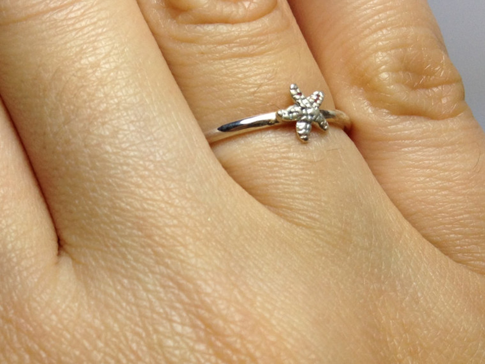 Sterling Silver Starfish Ring Dainty Stacking Ring Starfish | Etsy
