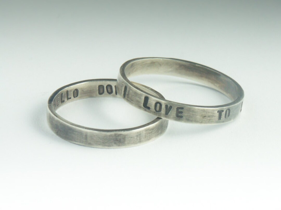 Text Ring, Hand Stamped Custom Ring With Your Text, Personalized Ring ...