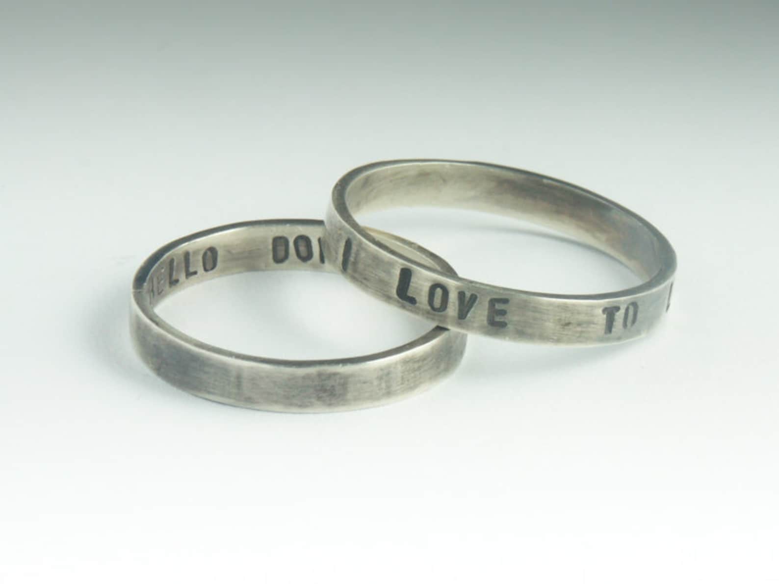 Text Ring Hand Stamped Custom Ring With Your Text | Etsy