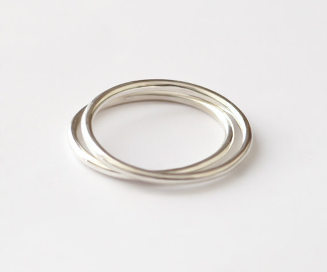 Stackable Sterling Silver Rings Two Rings Simple Stack - Etsy