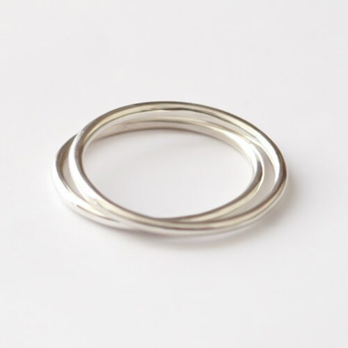 Stackable Sterling Silver Rings Two Rings Simple Stack - Etsy