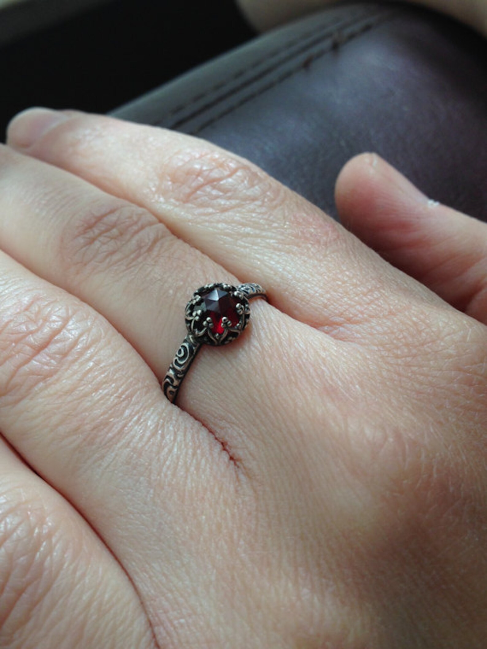 Garnet Ring Garnet Birthstone Ring Sterling Silver Pattern - Etsy