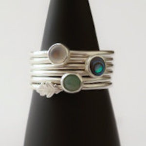 Stackable Sterling Silver Rings Two Rings, Simple Stack Ring, Round ...