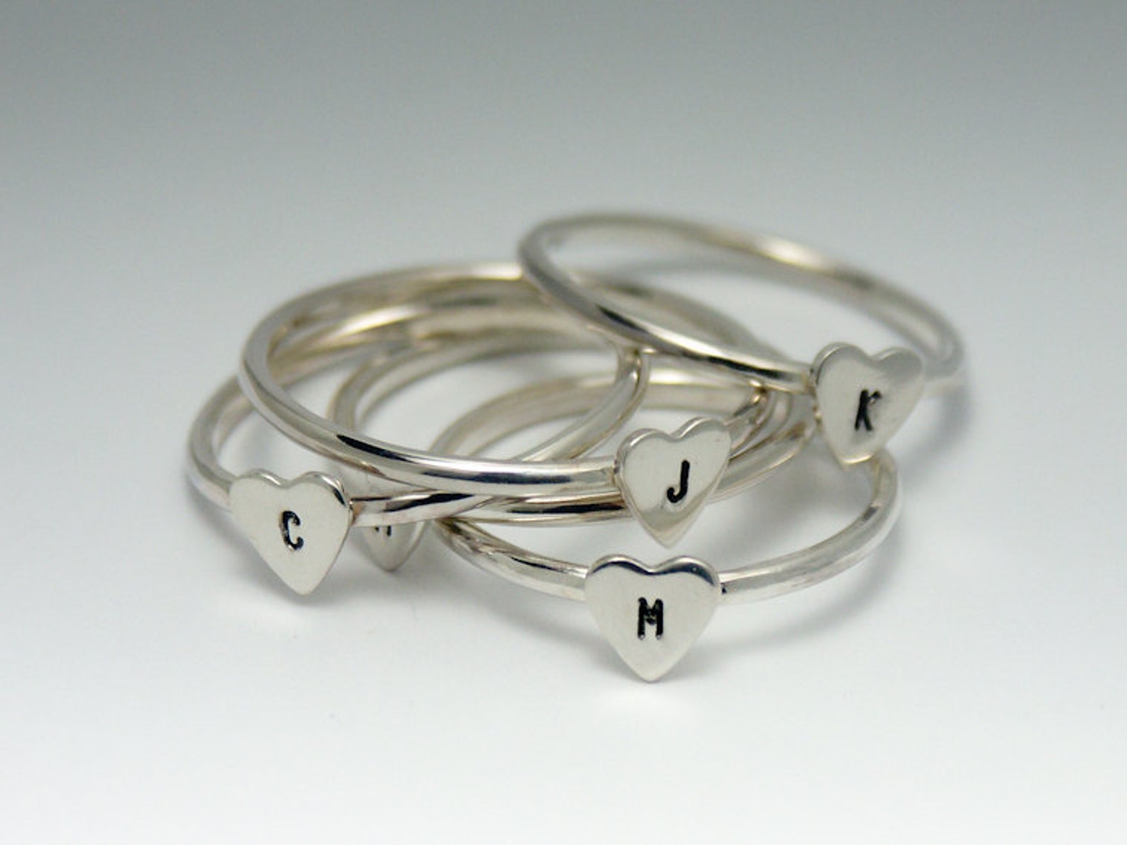Initial Heart Ring Personalized Heart Ring ONE Sterling | Etsy