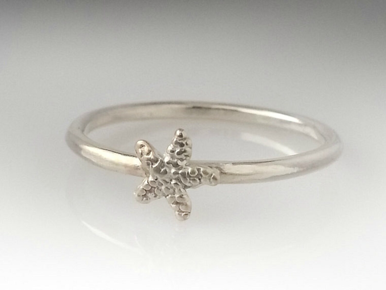 Sterling Silver Starfish Ring Dainty Stacking Ring Starfish | Etsy