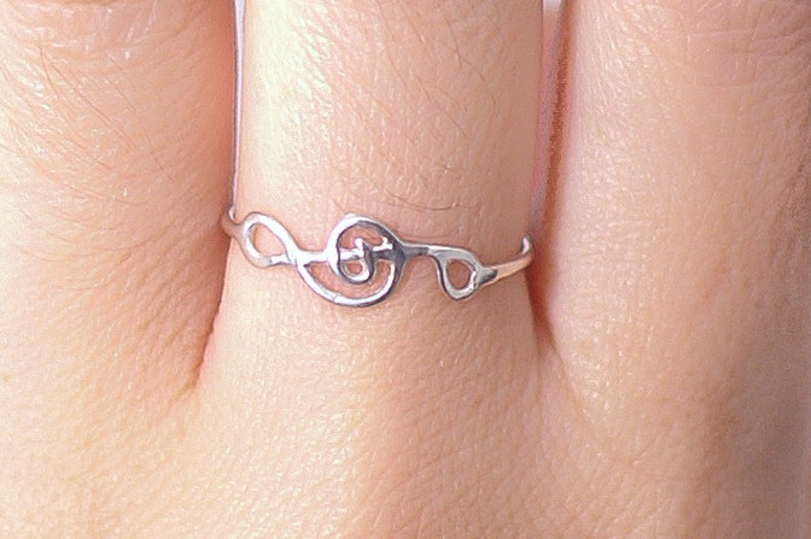 Treble Clef Ring Delicate Sterling Silver Treble Clef Ring | Etsy