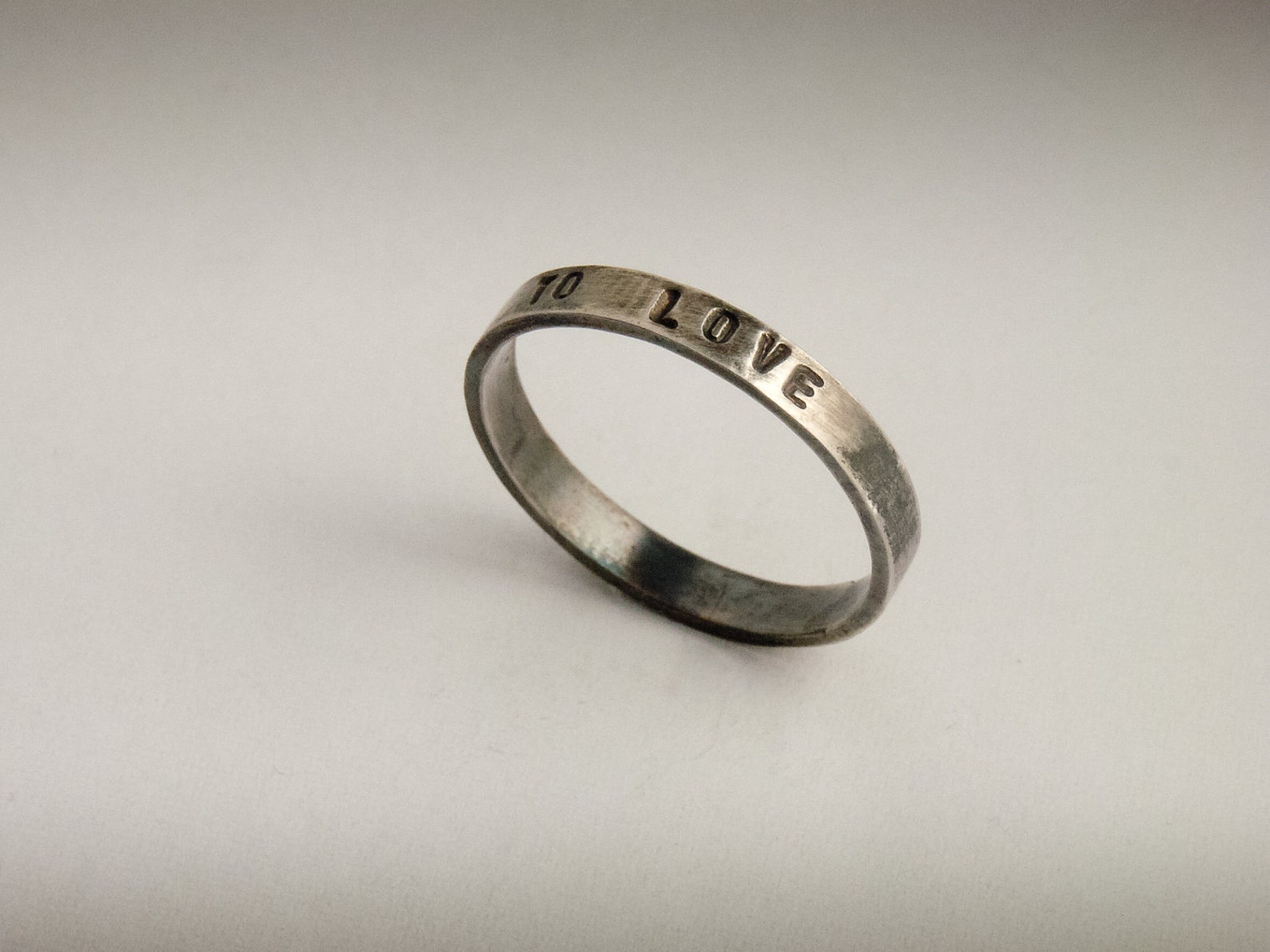 Text Ring Hand Stamped Custom Ring With Your Text | Etsy