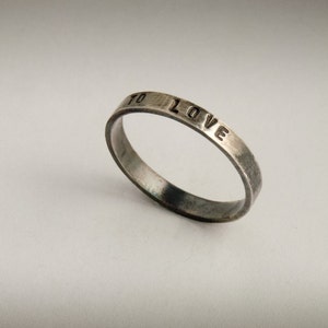 Text Ring, Hand Stamped Custom Ring With Your Text, Personalized Ring ...