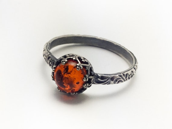 Natural Amber Ring Sterling Silver Amber Ring Custom created | Etsy