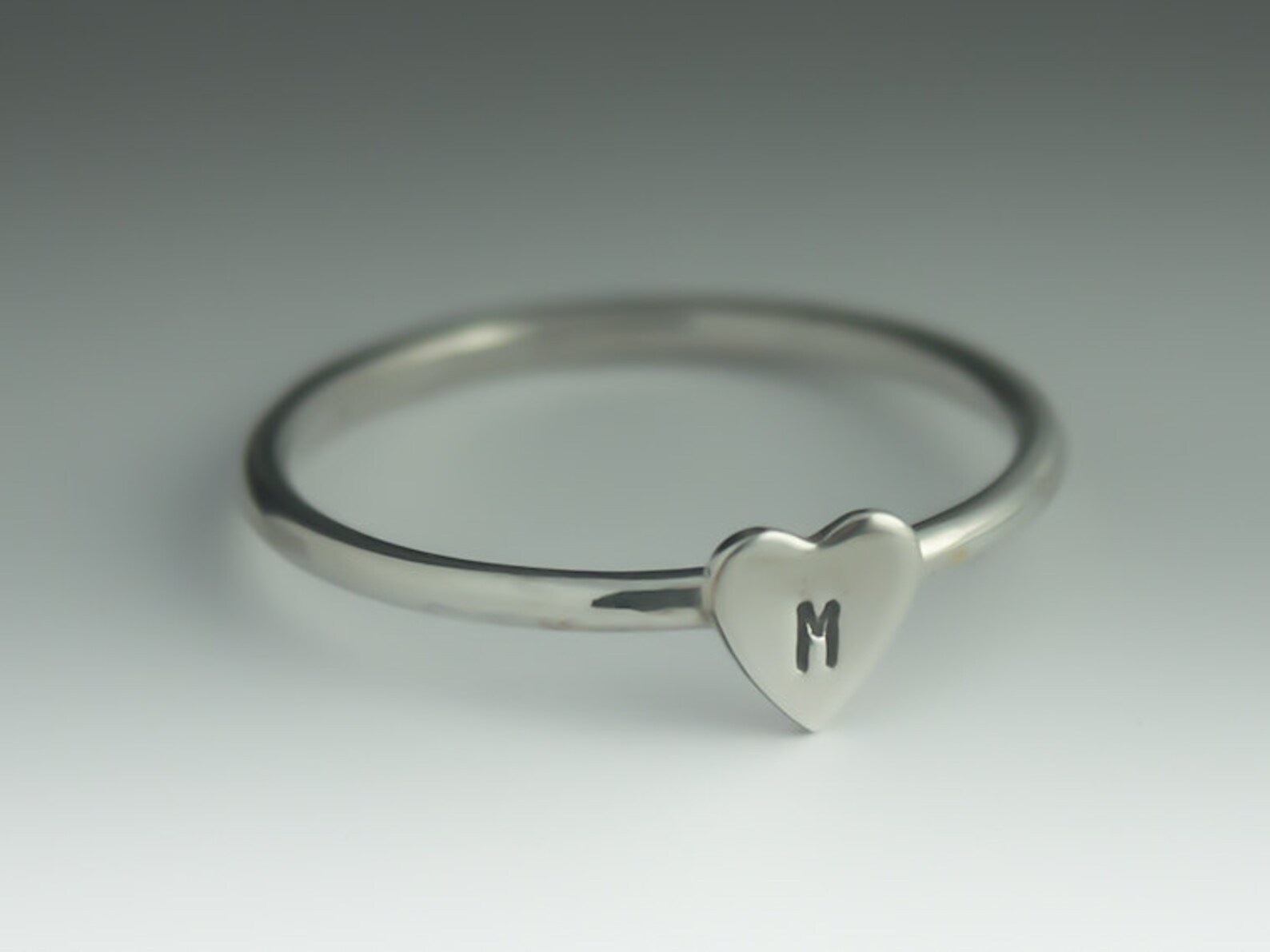 Initial Heart Ring Personalized Heart Ring ONE Sterling | Etsy