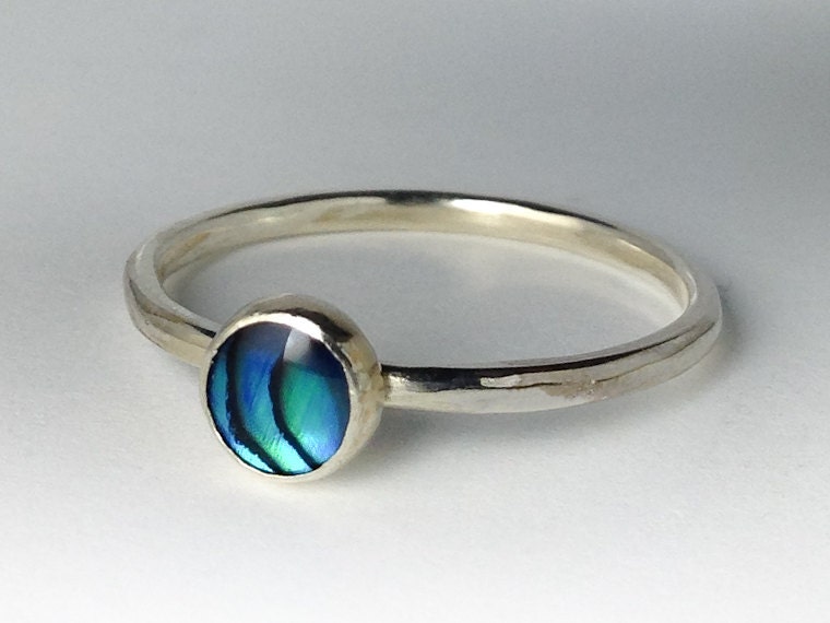 Shell Ring Stackable Sterling Silver Abalone Shell Ring | Etsy