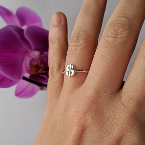 Cute Sterling Silver Dollar Sign Ring, Silver Dollar Sign Ring ...