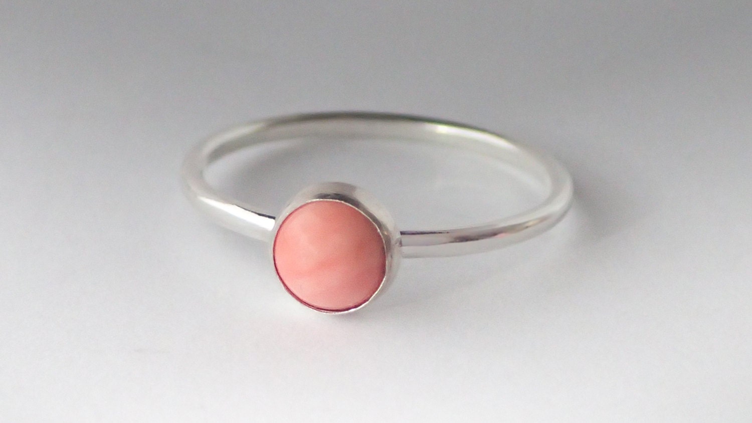 Coral Ring Stackable Sterling Silver Natural Angel Coral | Etsy