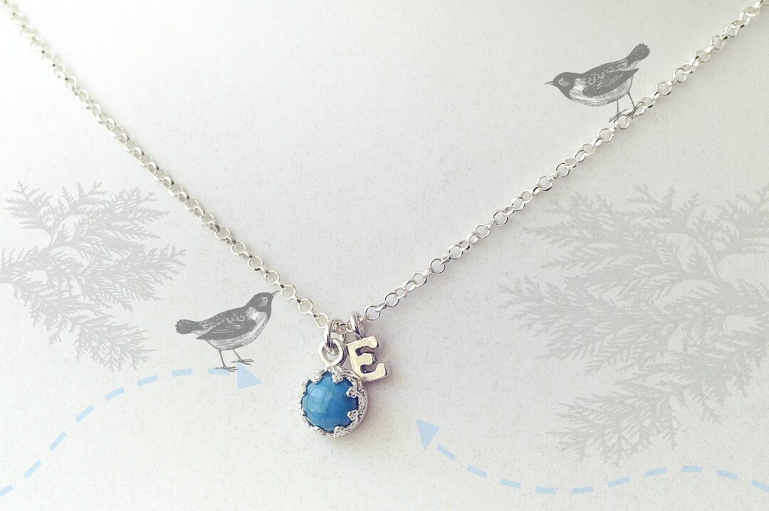 Turquoise Necklace, December Birthstone Necklace, Initial Necklace ...