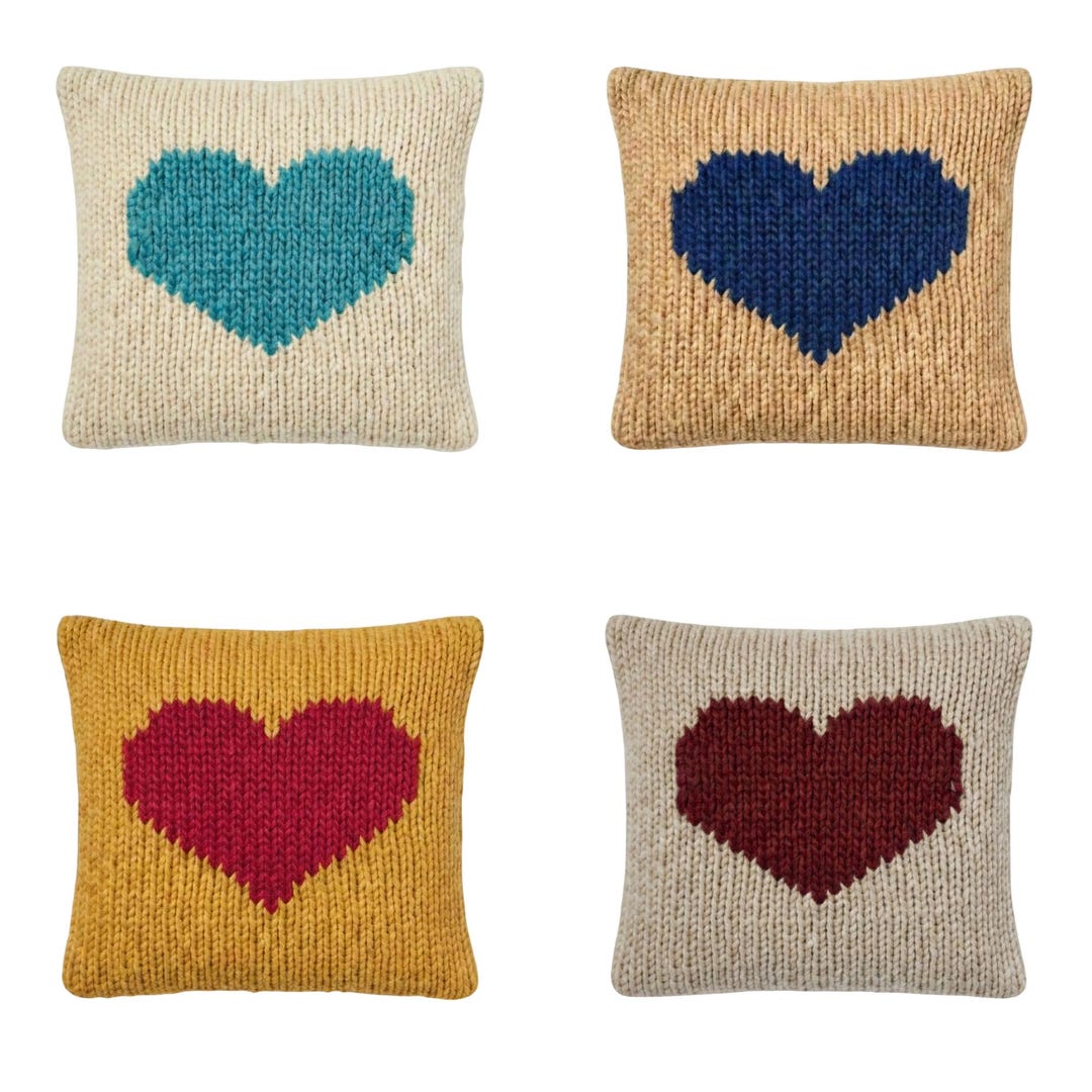 Heart Pillow Cover Knitting Pattern, Easy Beginner Tutorial (PDF ...