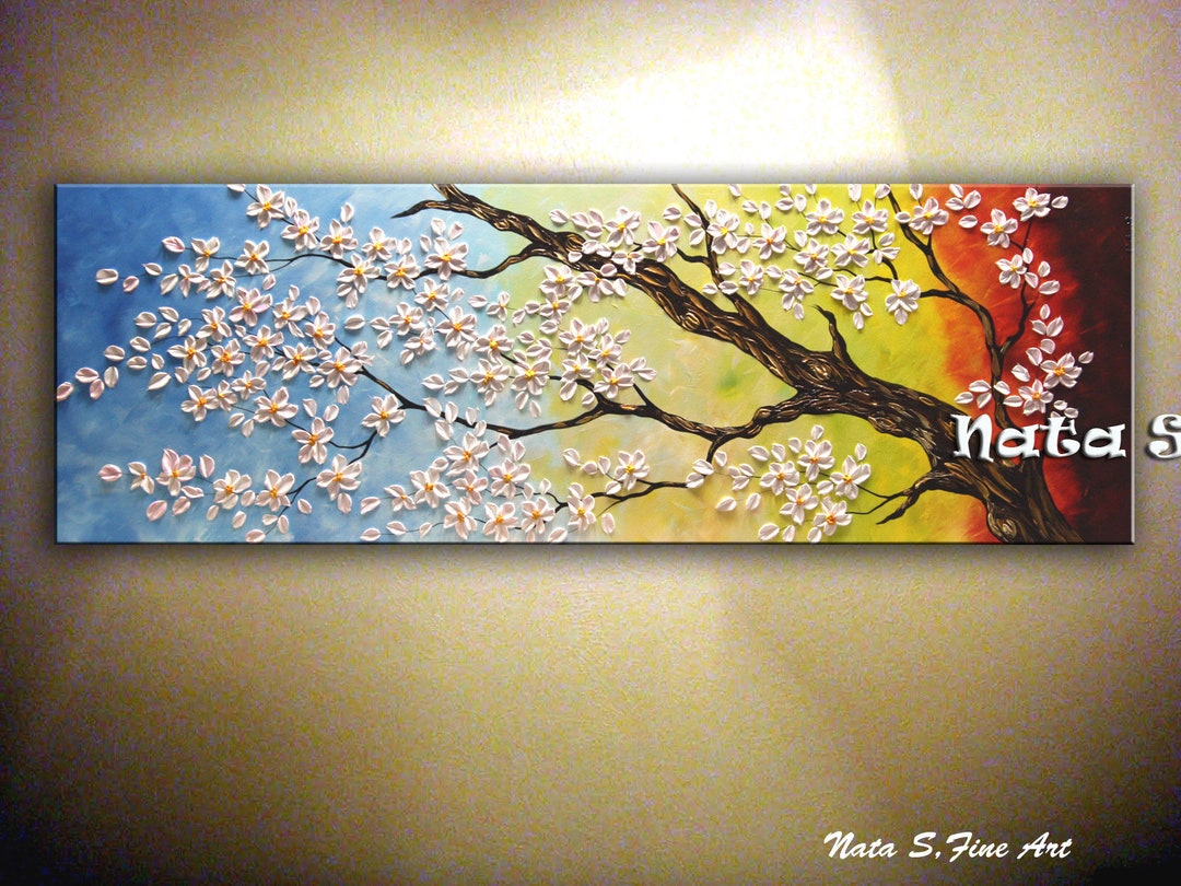 60 Blossom Sakura Painting, Acrylic Painting, Modern Textured Art ...