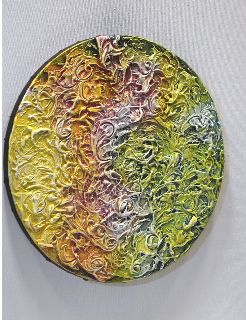 Original Abstract Textured Painting Canvas Art Round - Etsy