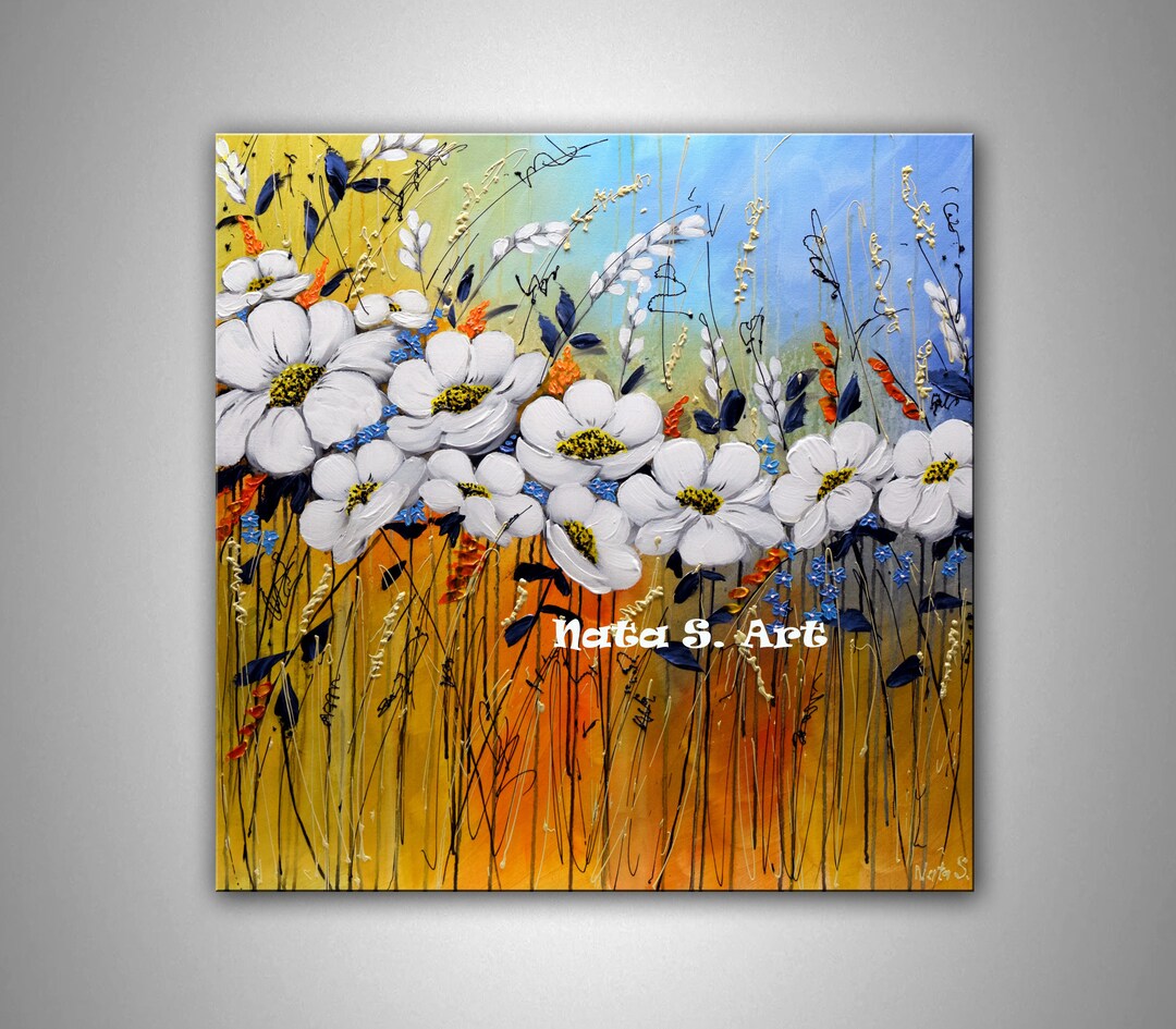 White Flowers Print of Art Floral Print Art UNSTRETCHED - Etsy